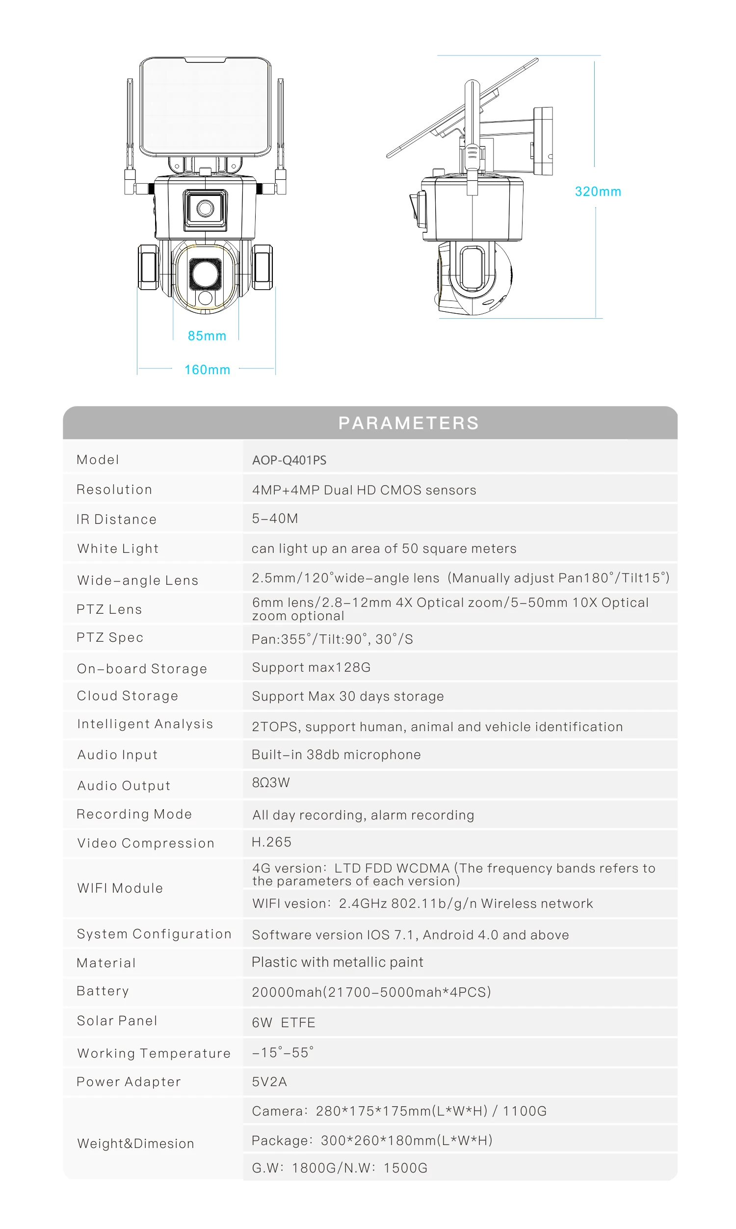 10x Optical Zoom 8mp Dual Lens Double Sensor Solar Powered Security ...