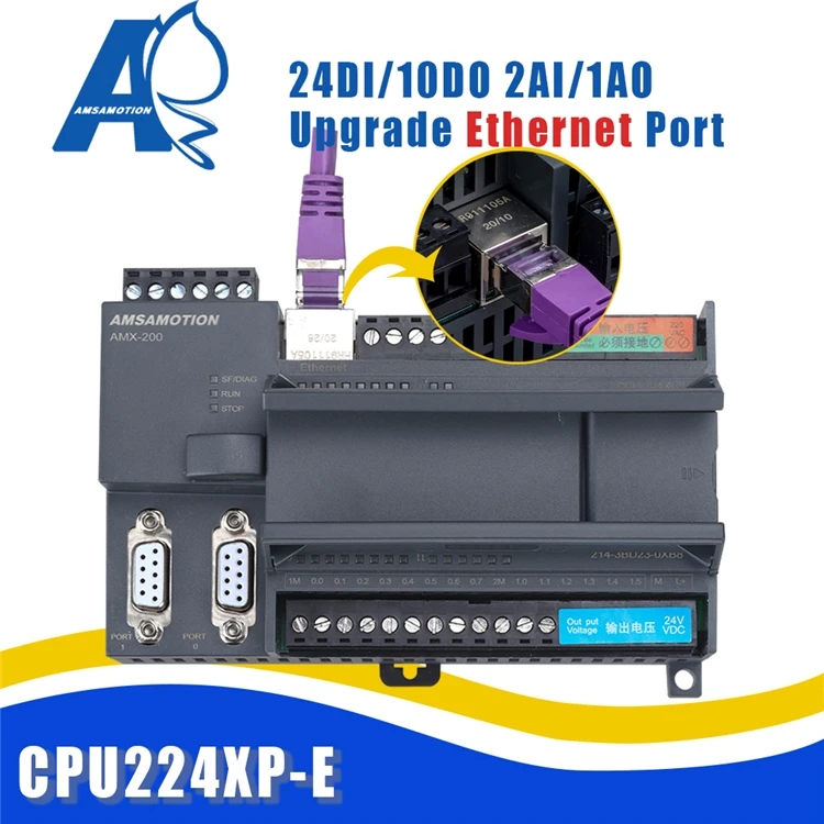 以太网cpu224xp-e Plc可编程逻辑控制器2ai 1ao替代214-2bd23/2ad23 220v用于s7-200继电器晶体管 ...