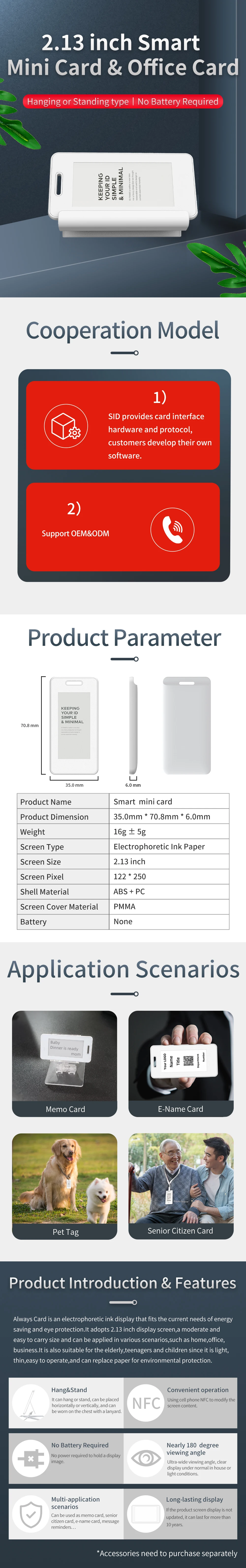 Yalatech Eink Name Badge 3.7 Inch Nfc Credit Card Type-c For Personnel ...