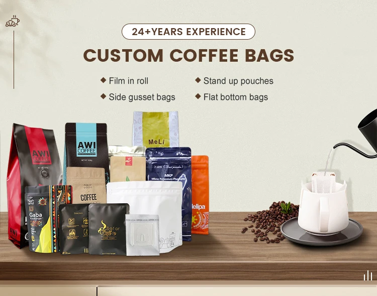 Hot Custom Eco-Friendly 250g & 350g Stand Pouch Coffee Packaging Bags ...