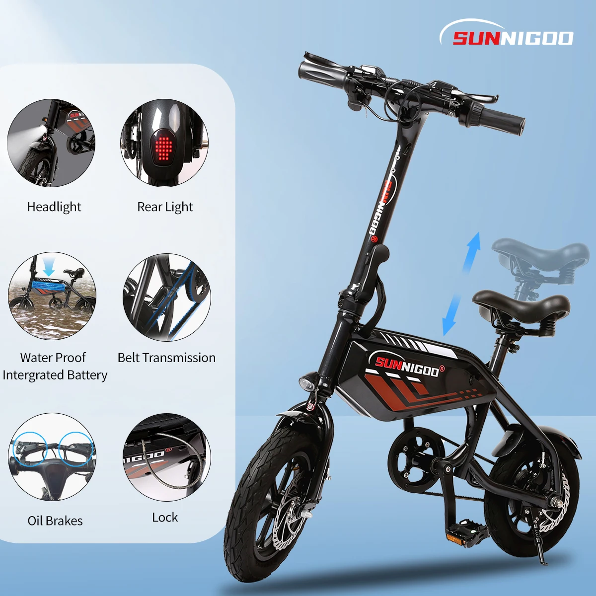 Rear Drive Electric Bike With Belt Drive Pedal Integrated 10ah Battery ...