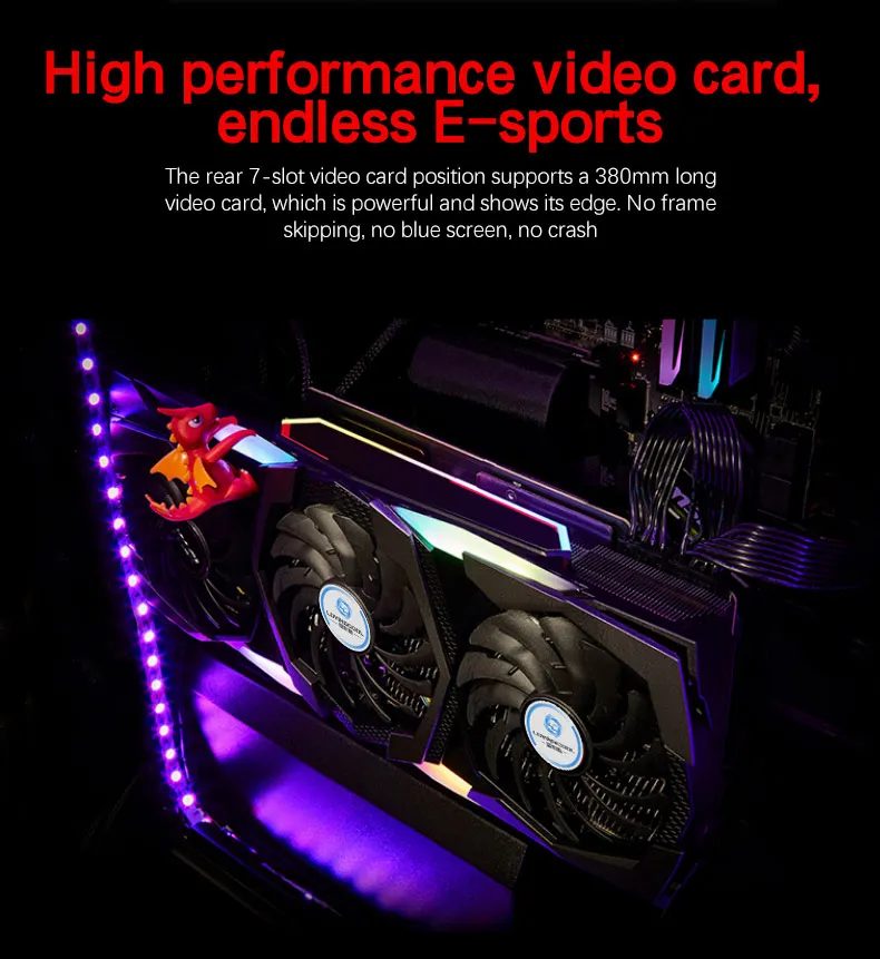 High-range Steel Gaming PC Case with Tempered Glass Side Panel