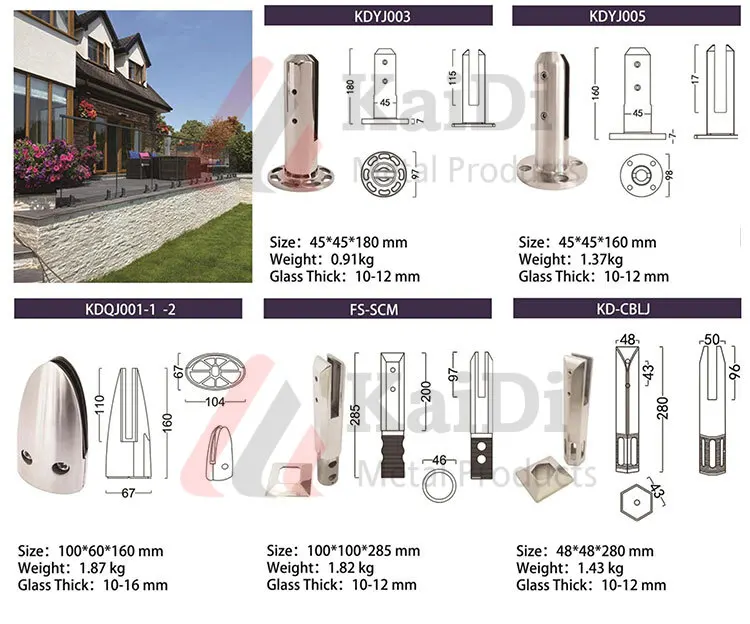 Adjustable Pool Fence Spigot Glass Railing Balustrade Clamp Handrail ...