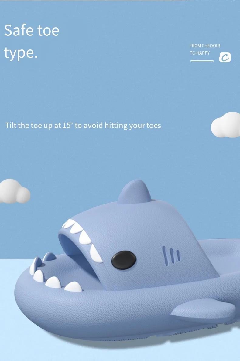 Kids Shark Cloud Slides Cute Cartoon Fish Flip Flops Toddler Boys Girls ...
