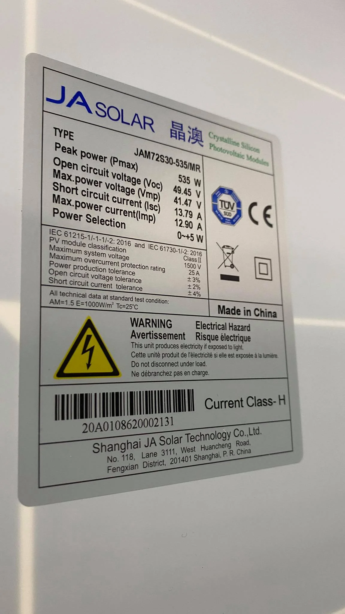 Ja Solar Panel Solar 540w 545w 550w Photovoltaic Panels Jam72s30 530 ...