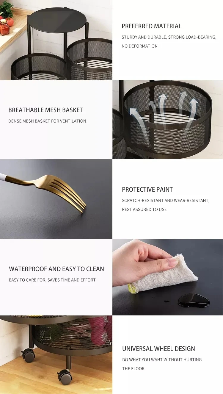 Kitchen Rotating Shelf 360 Degree Baskets Fruit Vegetable Storage Rack ...