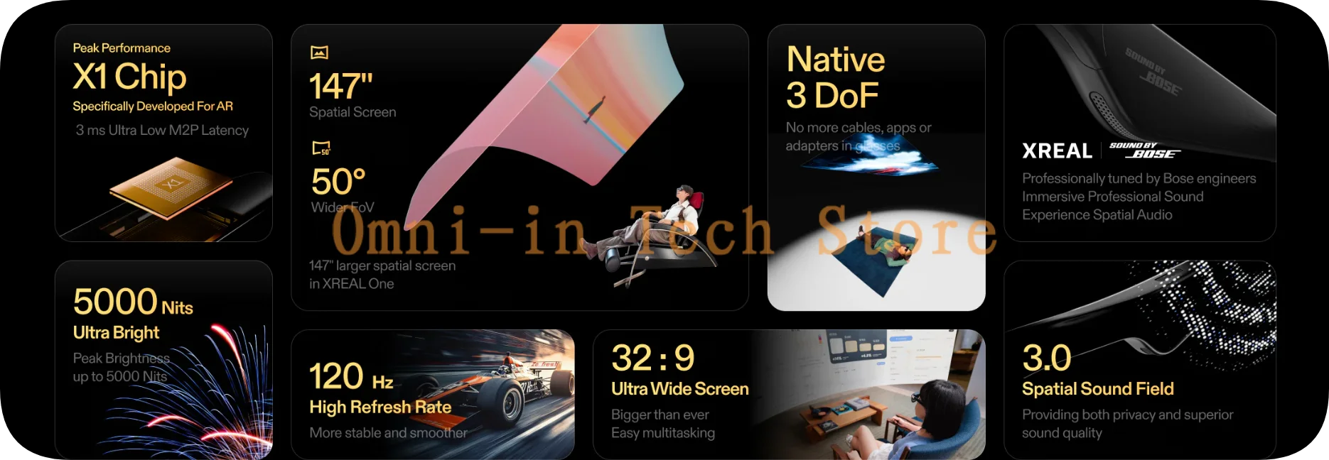 XREAL ONE AR Smart Glasses - 147 Inch Screen, 1080P, 120hz