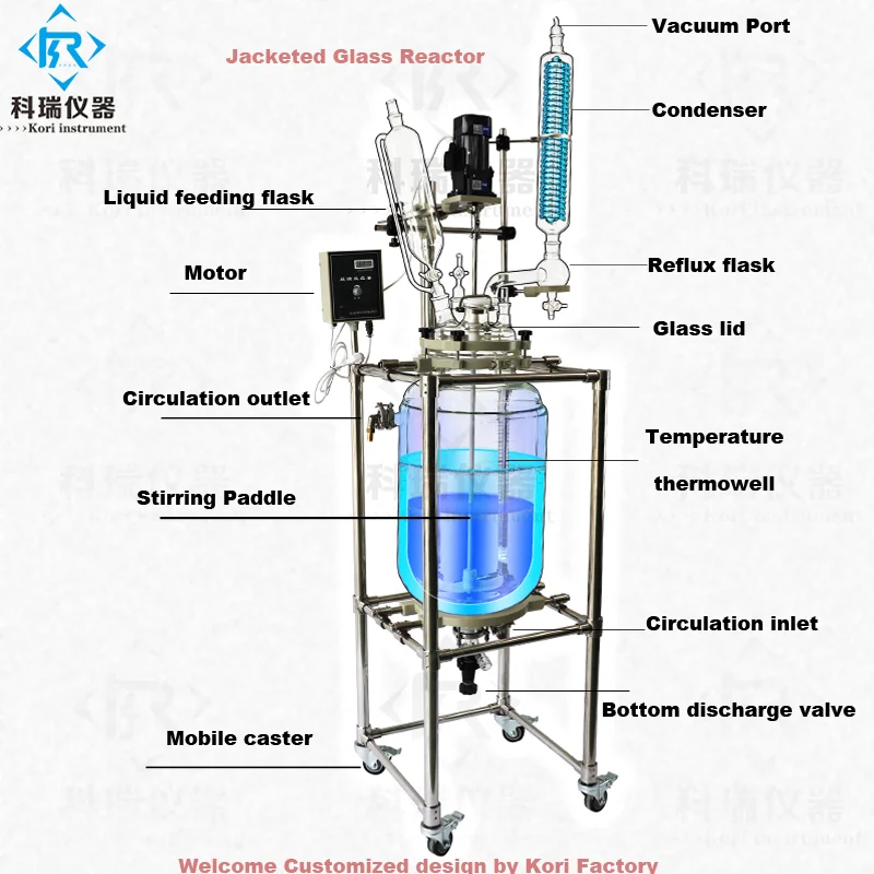 Chemical Lab Bioreactor Glass-lined Reactors With Laboratory Double ...