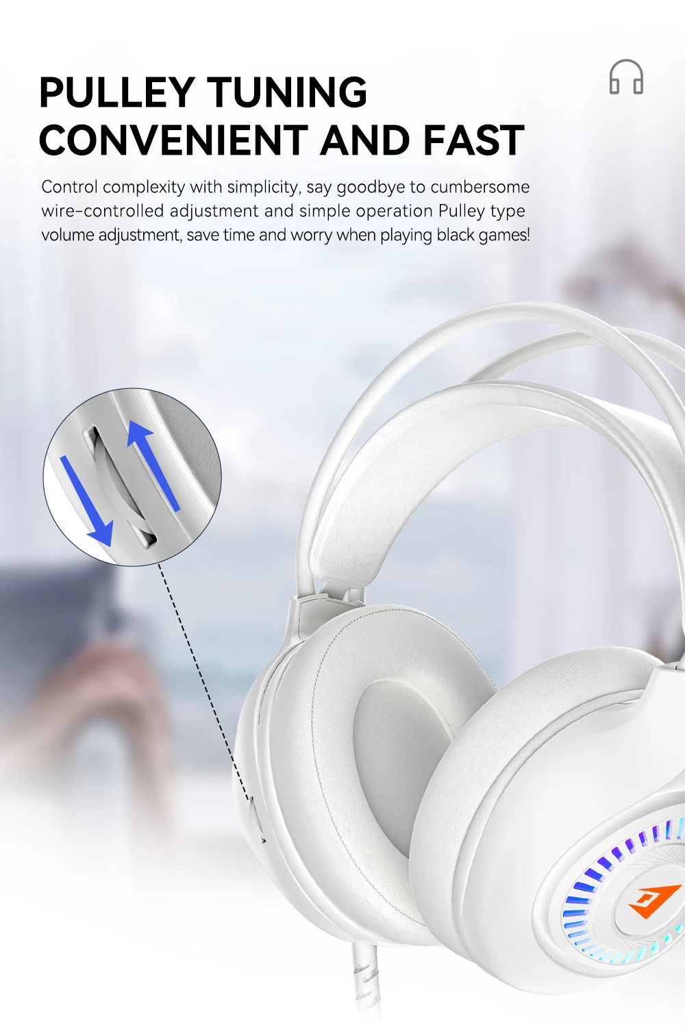 Jertech HG01 RGB Gaming Headset - Wired PC Headphones with ANC, Multicolor Lights for DJs ...