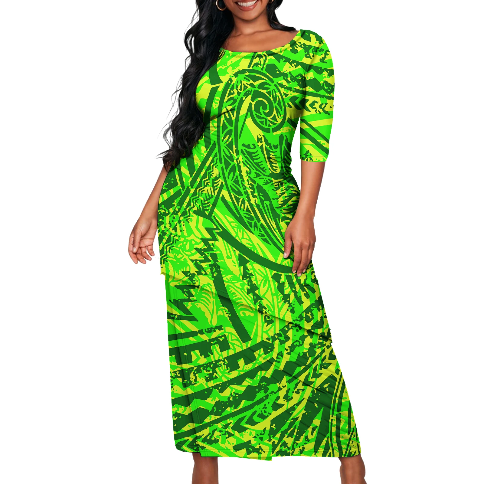 Polynesian Tribal Samoan Print Custom Ladies Elegant Women's Dress Asia & Pacific Islands ...