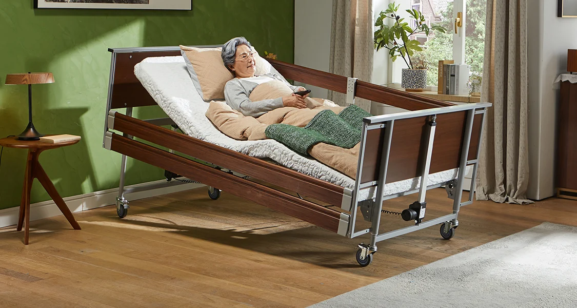 Tecforcare Black Walnut Home Care Bed For Elderly Electric Adjustable ...