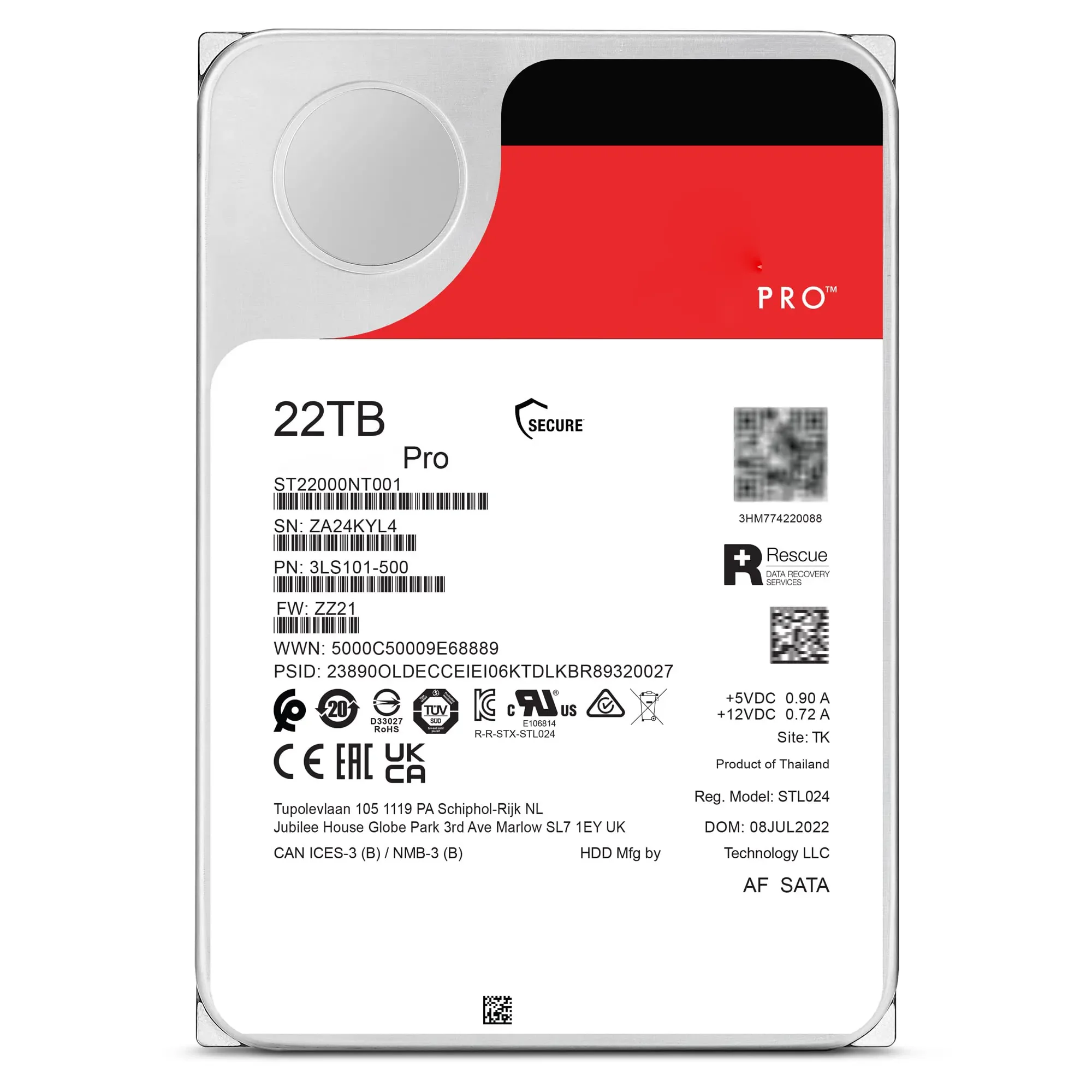 St22000nt001 Pro 22tb Enterprise Nas Server Hdd Cmr 3.5in Sata 6gb/s 7.2k 256mb Hard Disk 22tb ...