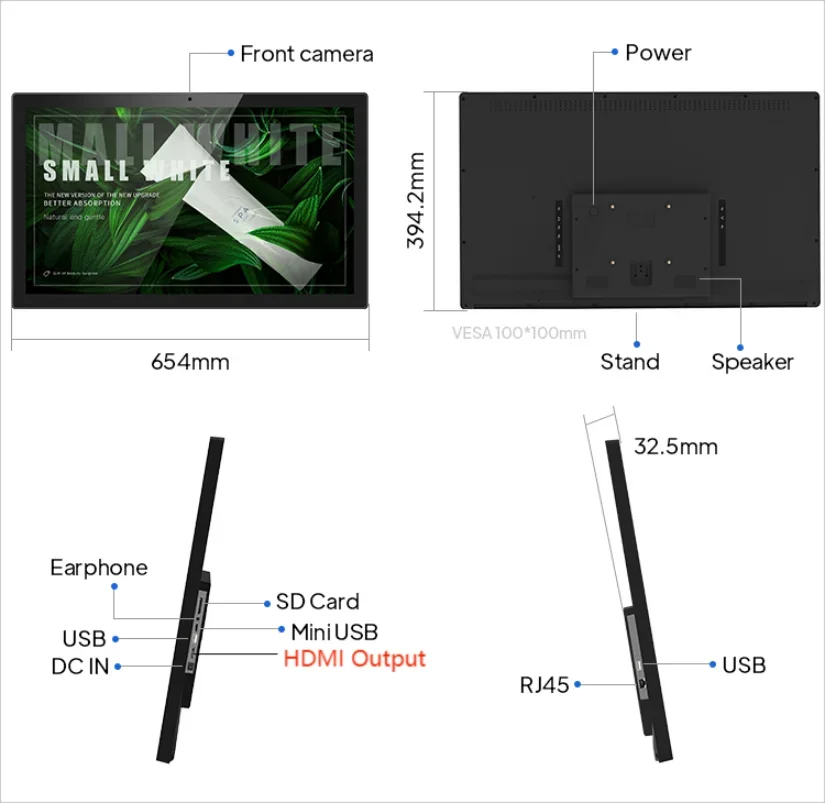 Wall Mounted 27 Inch Tablet Large Touch Screen Android Display Smart ...
