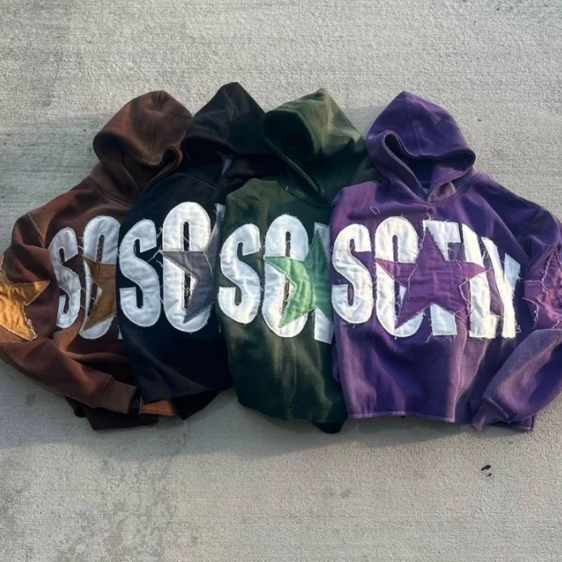 High Quality Custom Distress Embroidery Cropped Hoodie