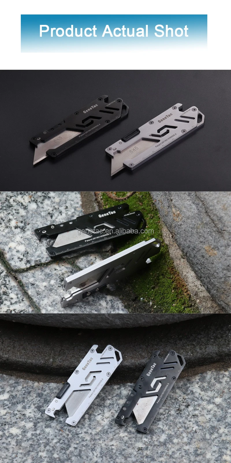 Custom Made EDC Sk5 Steel Retractable Blade Cutter