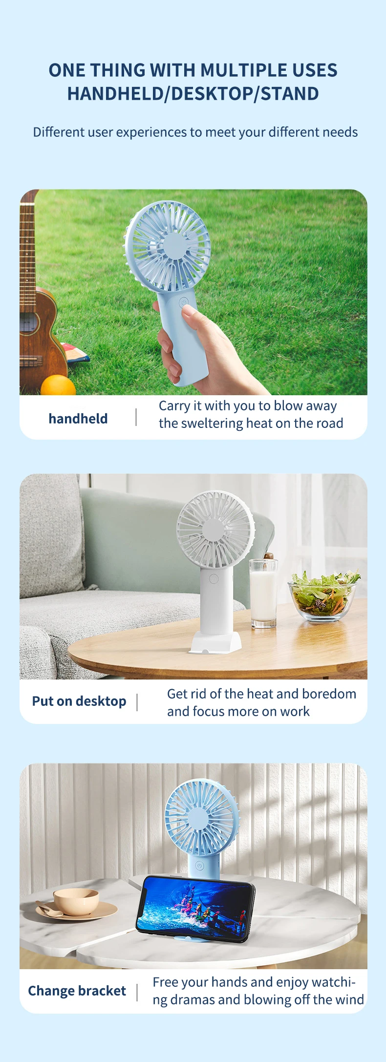 Mini Outdoor Electric Folding Fans - Rechargeable & Portable