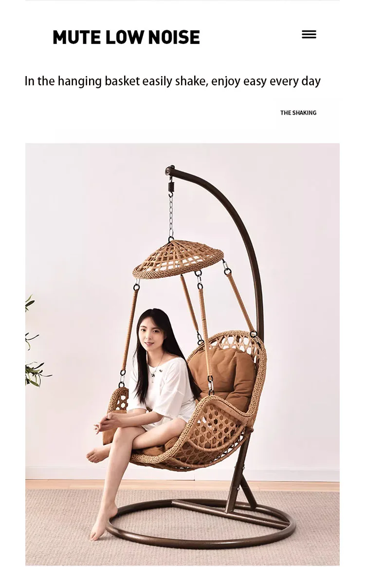 Comfortable Outdoor Patio Rattan Swing Single Swing Hanging Chair ...