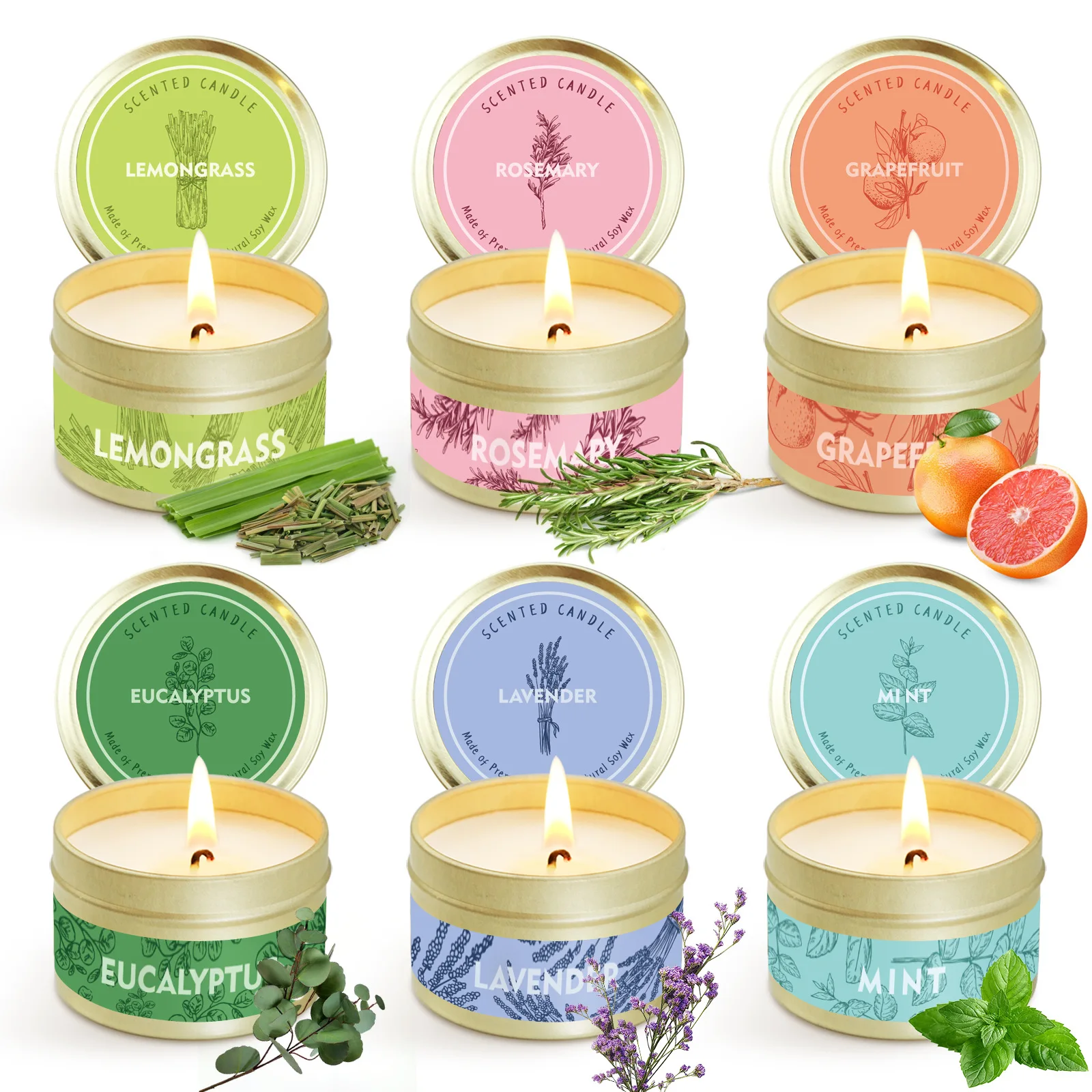 Multi-color Creative Tin Essential Oil Scented Candle Gift Box ...