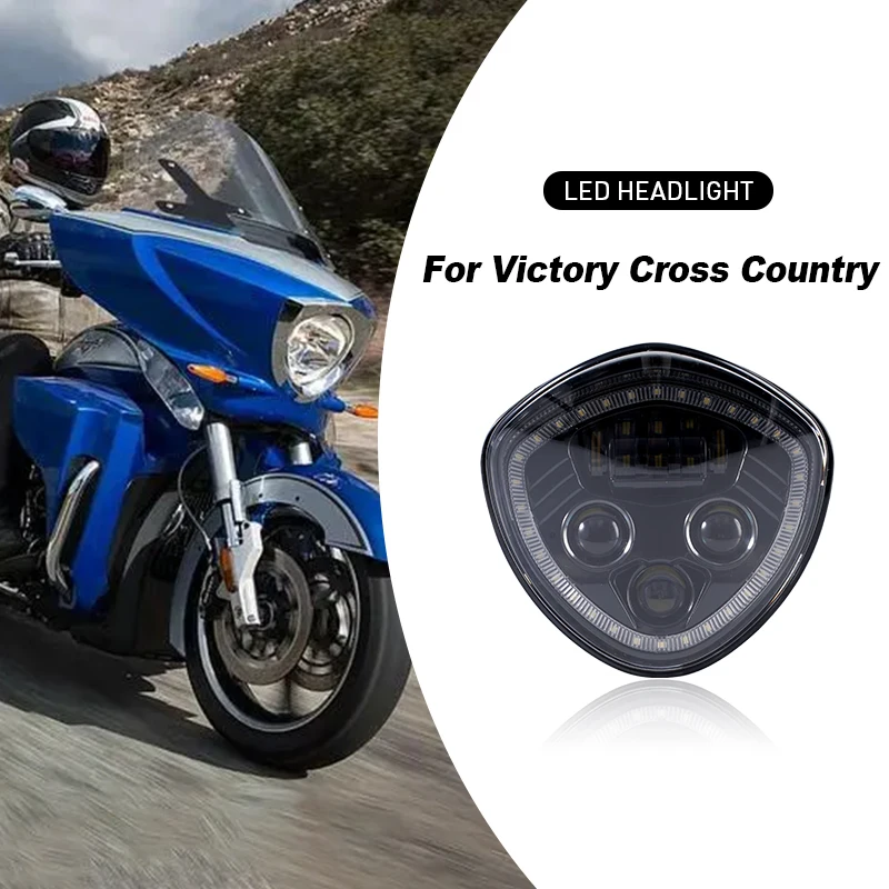 Chrome Bezel Victory Motorcycles Led Headlight With Drl High & Low Beam ...