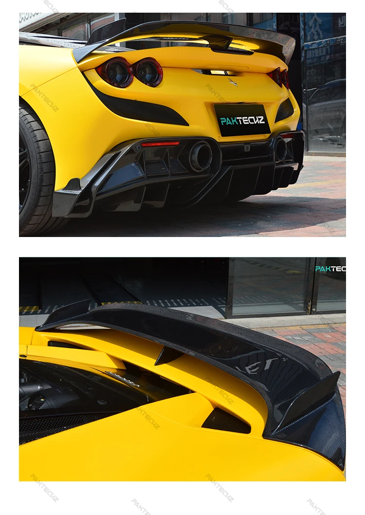Paktechz Prepreg Carbon Fiber Bodykit Rear Side Splitter for Ferrari F8 ...