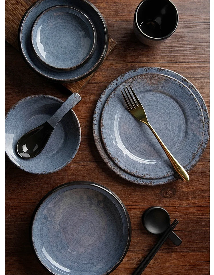 Melamine Dinnerware Sets with Brown Spots Rim the Plate
