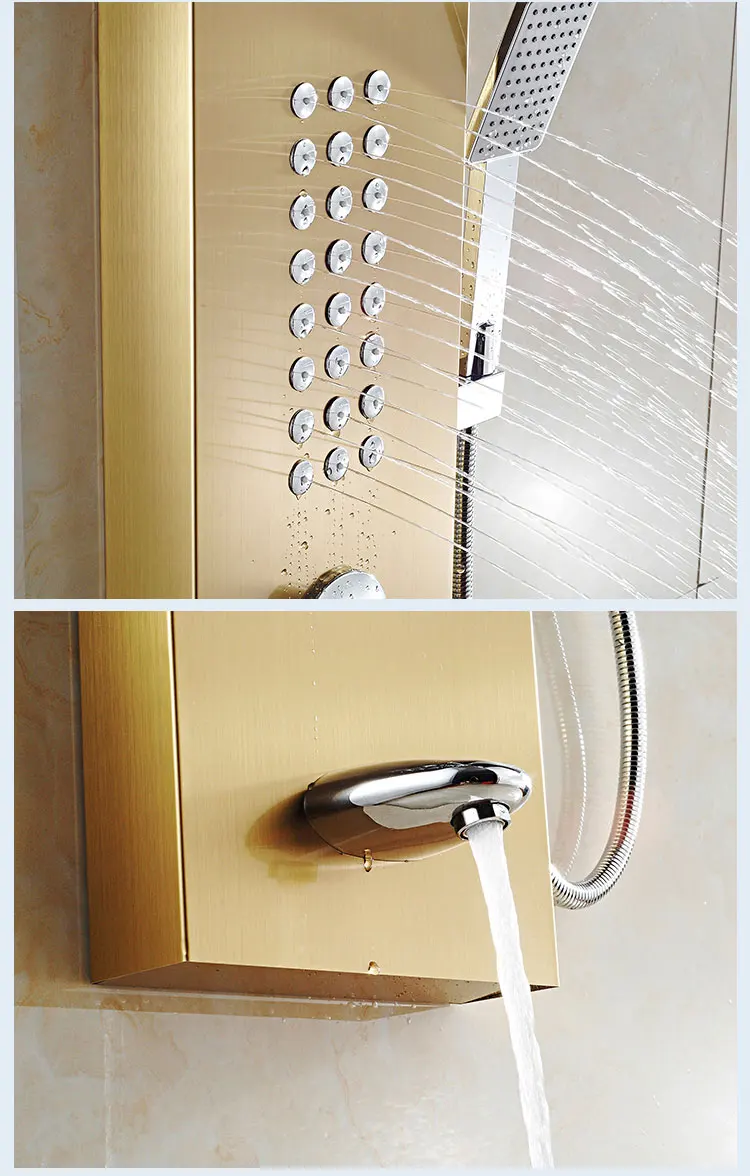 Shower Control Panel Bathroom Wall Mounted Stainless Steel Waterfall ...