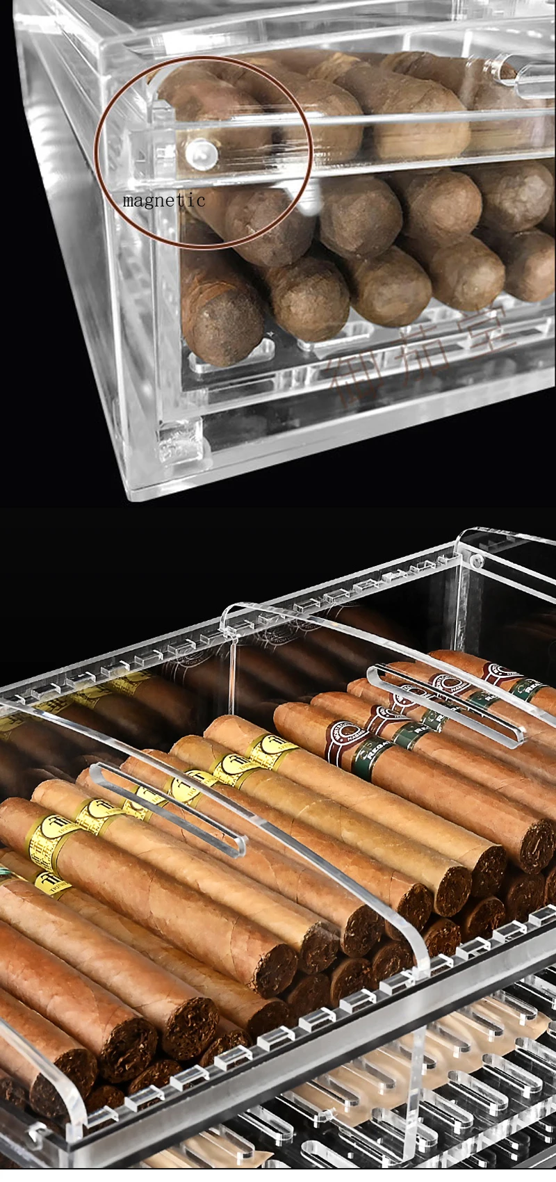 Transparent Lucite Cigar Box - Custom Clear Acrylic Storage