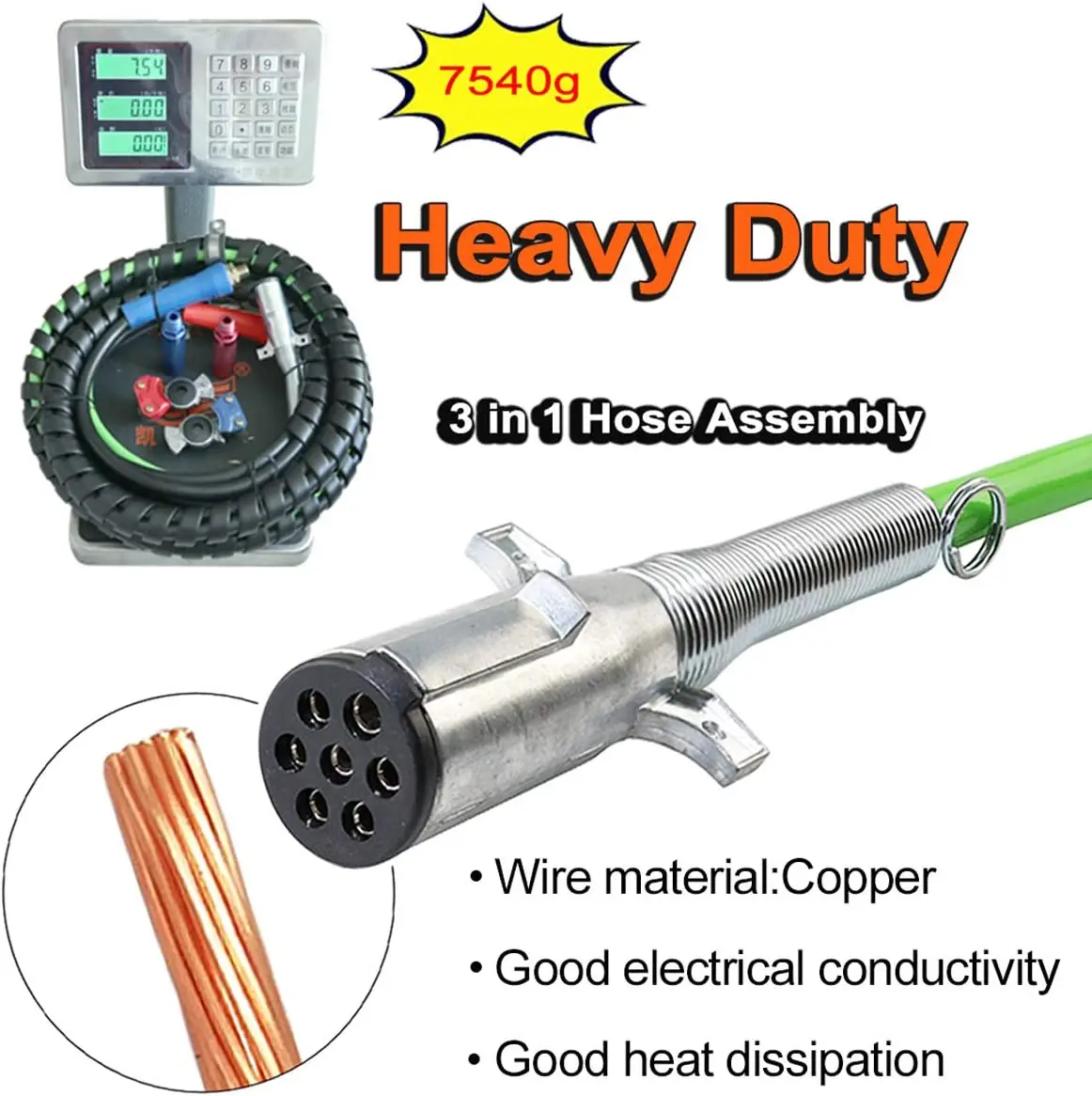 Huanchain Heavy Duty 3 In 1 12 Ft Heavy Duty Electrical Abs 7 Way Truck ...