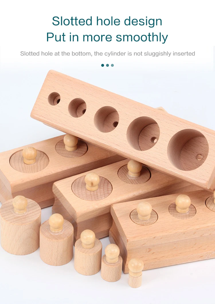 Teaching Aid Knobbed Pressure Cylinders Blocks Wood Preschool ...