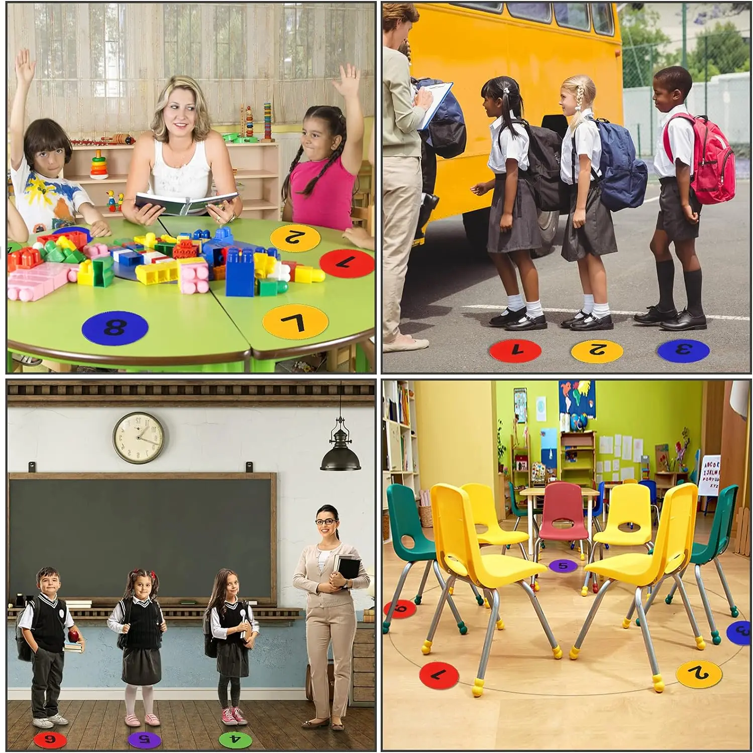 9 Inch Numbered Markers Flat Cones Non-slip Poly Spots Floor Dots ...