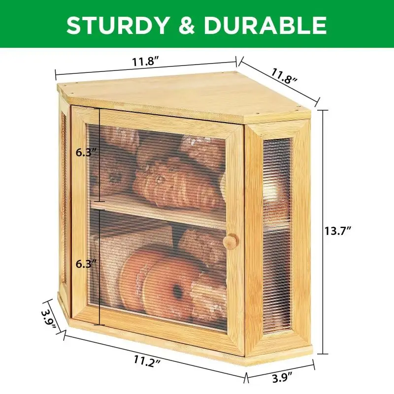 Bamboo Kitchen Corner Food Storage Container Bread Storage Box & Bin ...