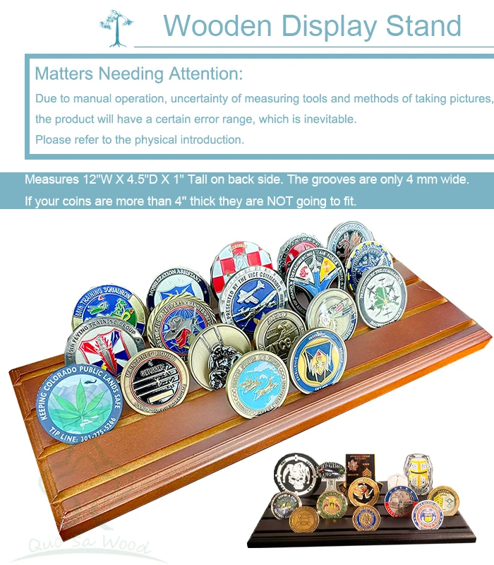 Wooden Challenge Coin Display Stand 4 Row Wooden Holder Rack ...