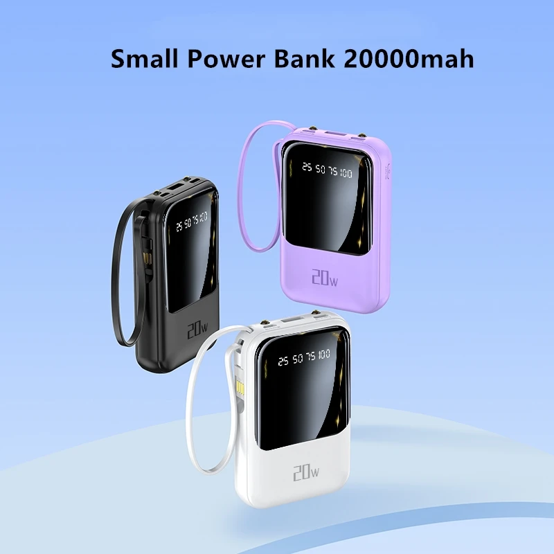 Custom Mini 20000mah Power Bank Fast Charging Powerbank With 4 Cables ...