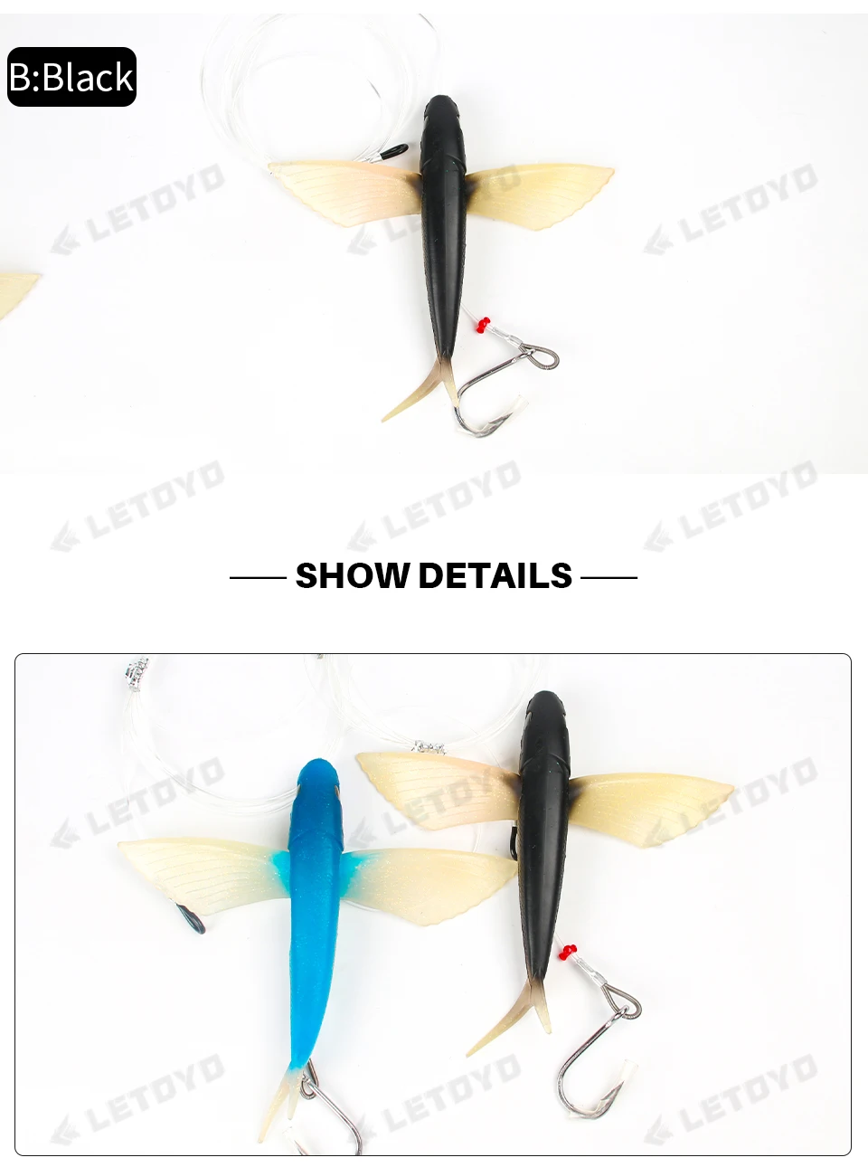 LETOYO Artificial Soft Seawater Tuna Fishing Baits Flying Fishing ...