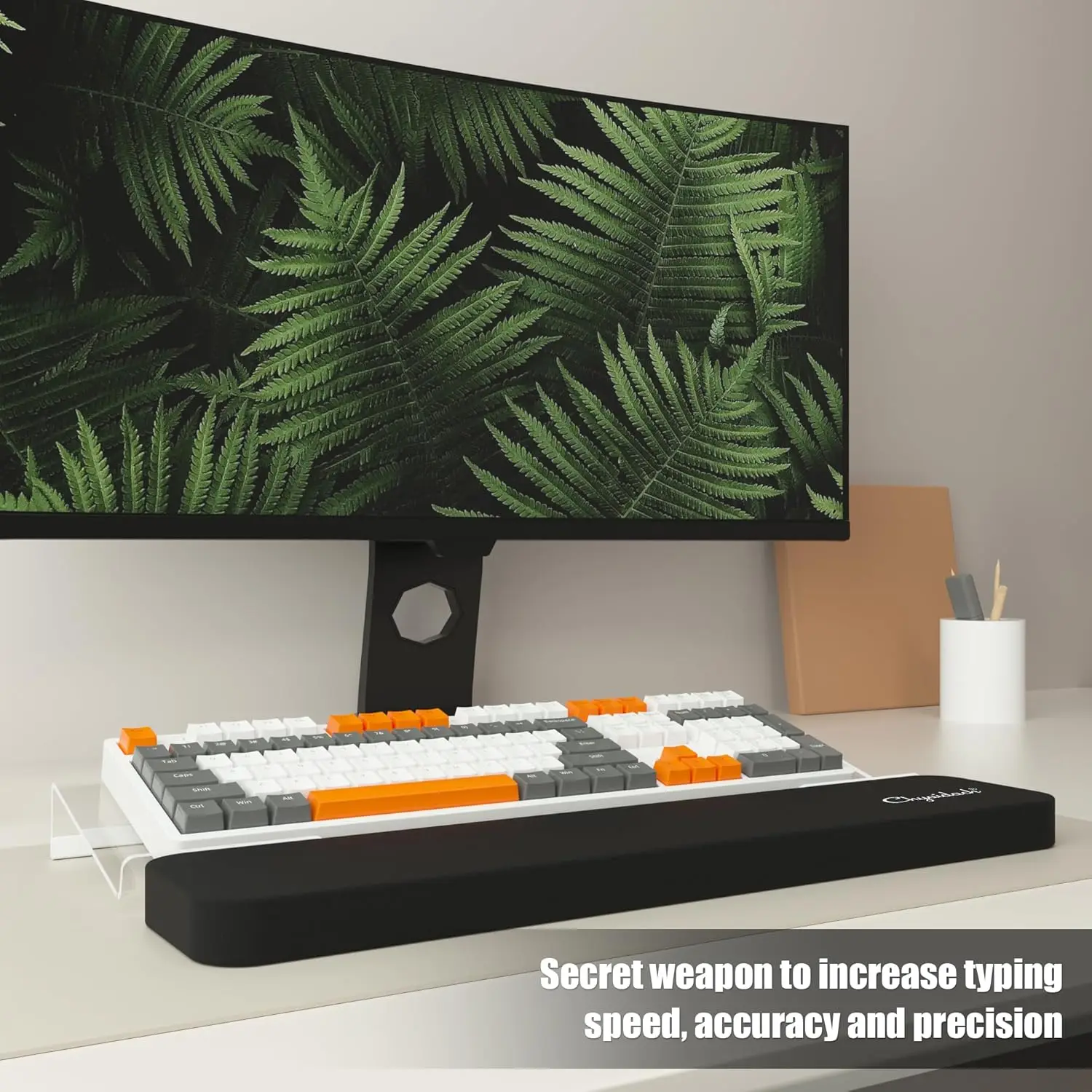 Ergonomic Typing with Tilted Keyboard Stand & Wrist Rest
