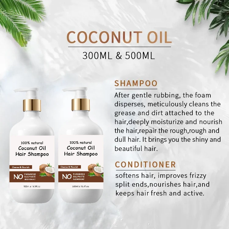 Custom Logo Organic Coconut Shampoo and Conditioner Set