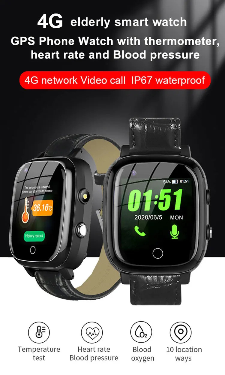 Lte 4g Senior Gps Watch Protocol App Thermometer Sos Gps Watches Fall ...