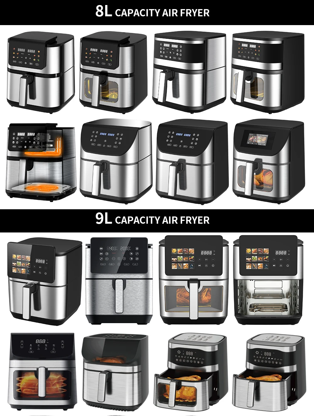 2025 Smart 9L Air Fryer with AI Colorful Touch Screen Menu Household ...