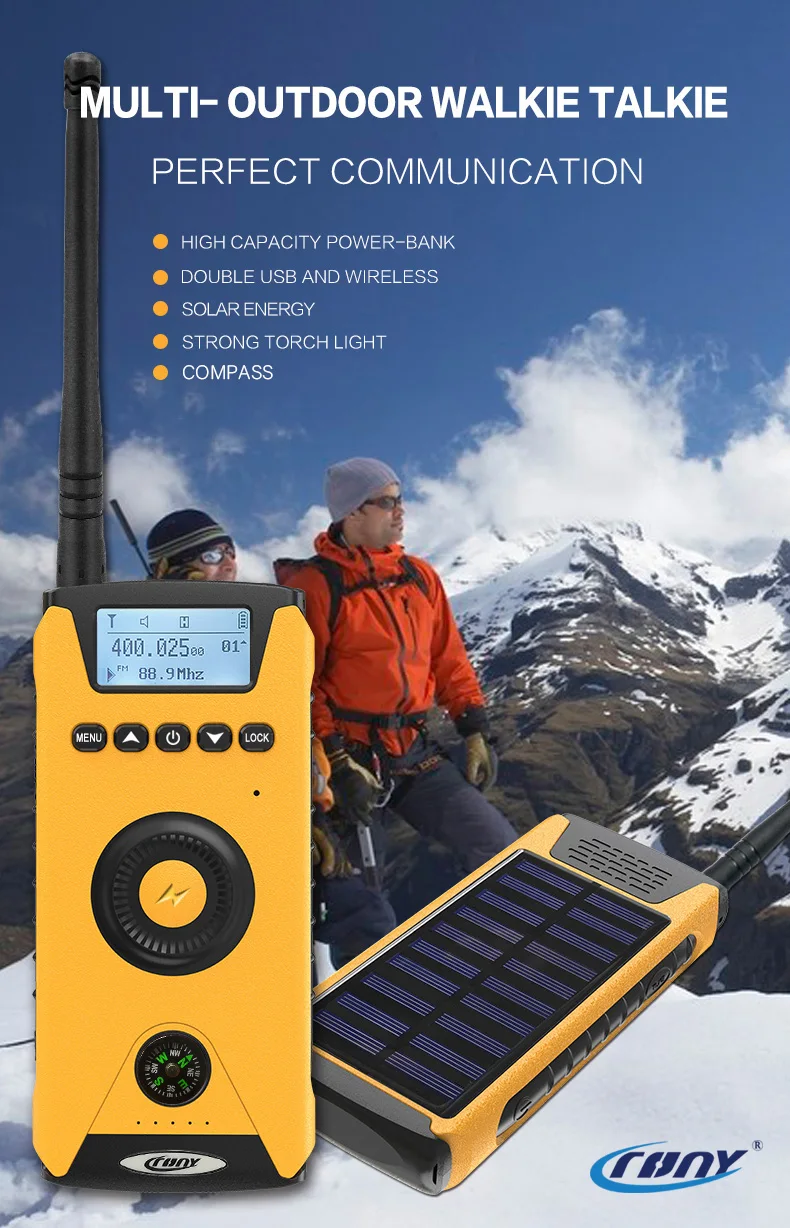 CY-919 Solar Powered Walkie Talkie - 5W Rugged Mobile Phone