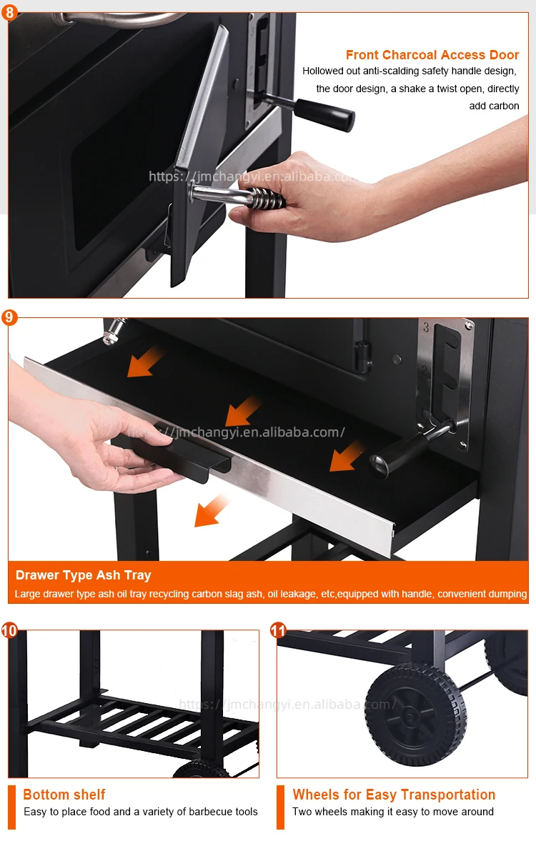 Korean Barbecue Outdoor Trolley Charcoal Grill Patio Backyard Cooking Smokeless Stove Portable ...