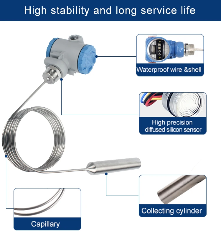 Capacitive Fuel Tank Oil Level Sensor Level Range 1m 2m 5m Range 4-20ma ...
