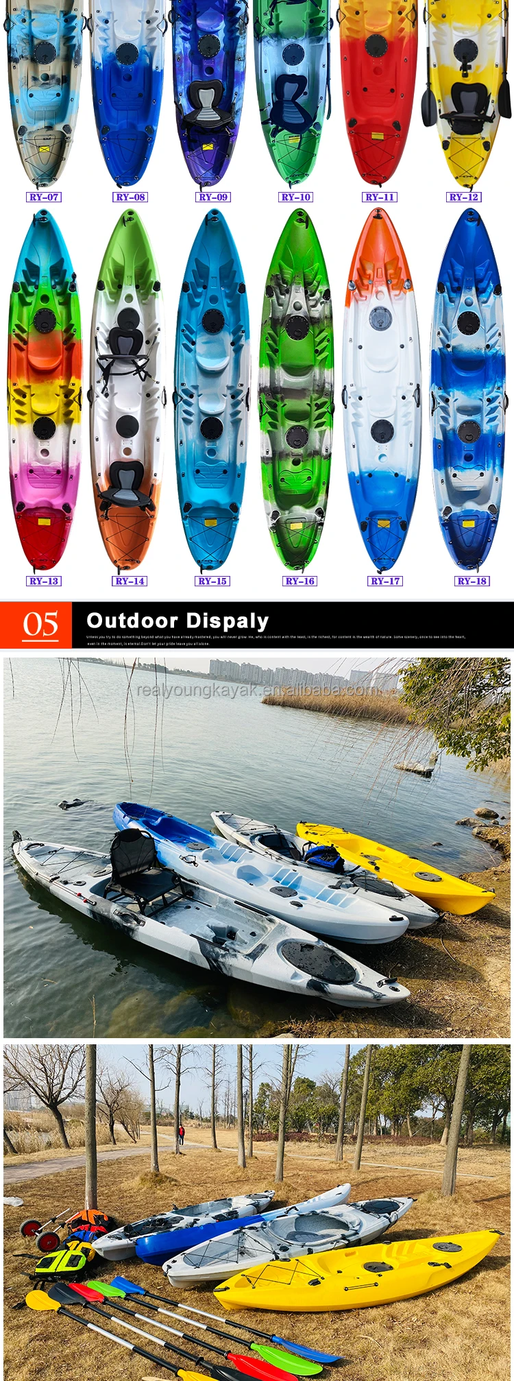 3 Person Sit On Top Kayak for Fishing & Touring - Durable Carbon Paddle ...