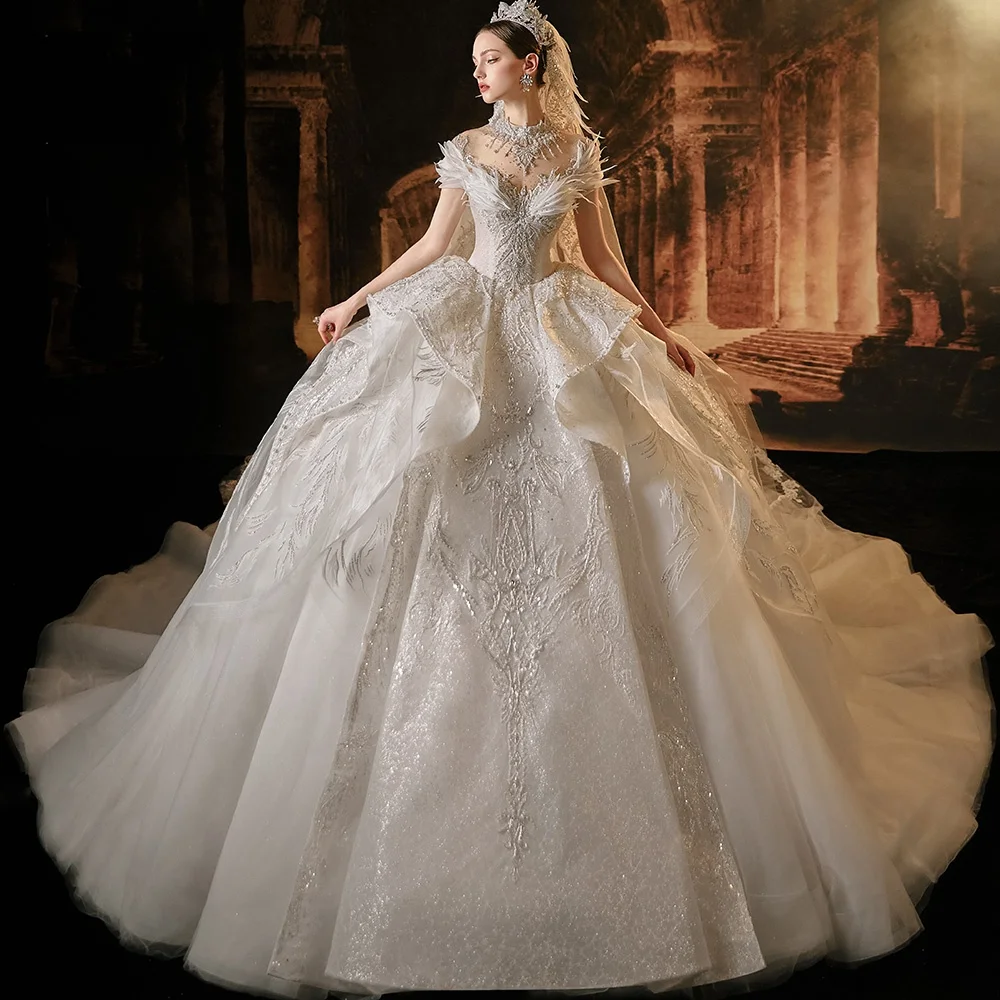 Jancember Lsmx018 Luxury Empire Sequins Beaded Backless Women's Bridal ...