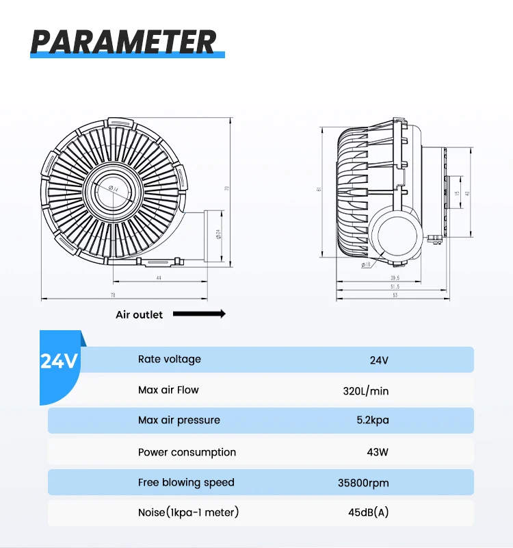 High-quality Silent Fan Portable 24v Dc Blower Brushless Air Blower ...