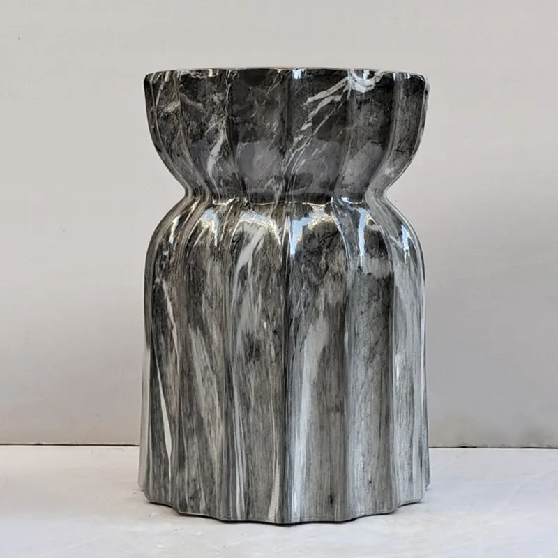 New Chinese Style Ceramic Drum Stool Marble Pattern Ottoman Footstool ...