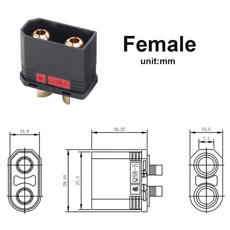 QS8-S Heavy Duty Anti-Spark Battery Connector for Lipo Drone Batteries ...