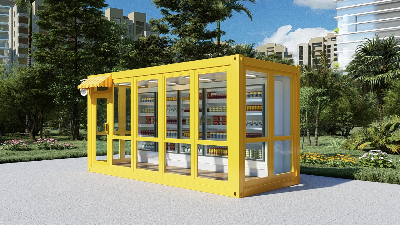 40FT Luxury Modern New Flat Pack Prefabricated Container Frame Shopping ...