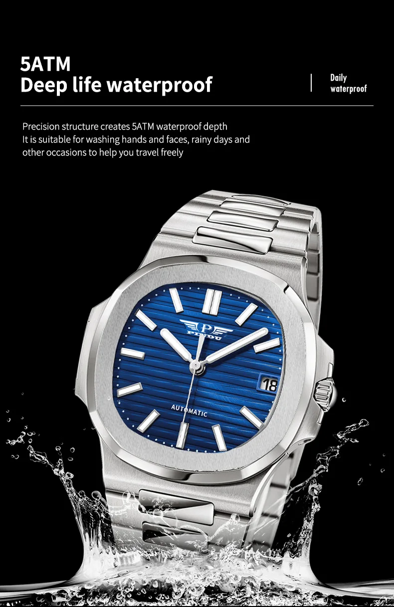 Luxury Mechanical Square Design Classic Fashion Wristwatch Mechanical ...