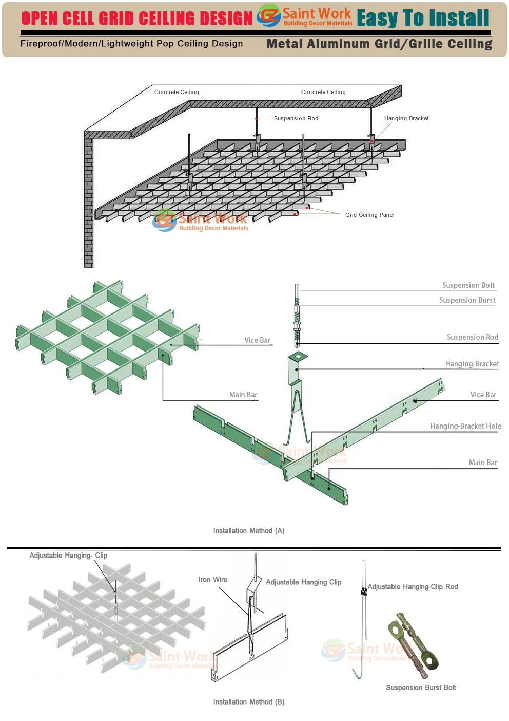 Metal Iron Grille Ceiling Panels - Sound Proof & Stylish