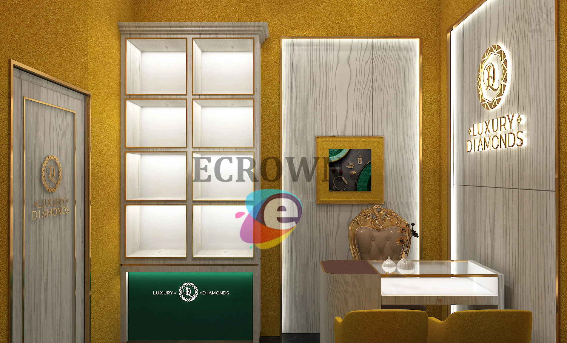 Creative Design Wooden Glass Diamond Display Showcase Shop For Mall Oem ...